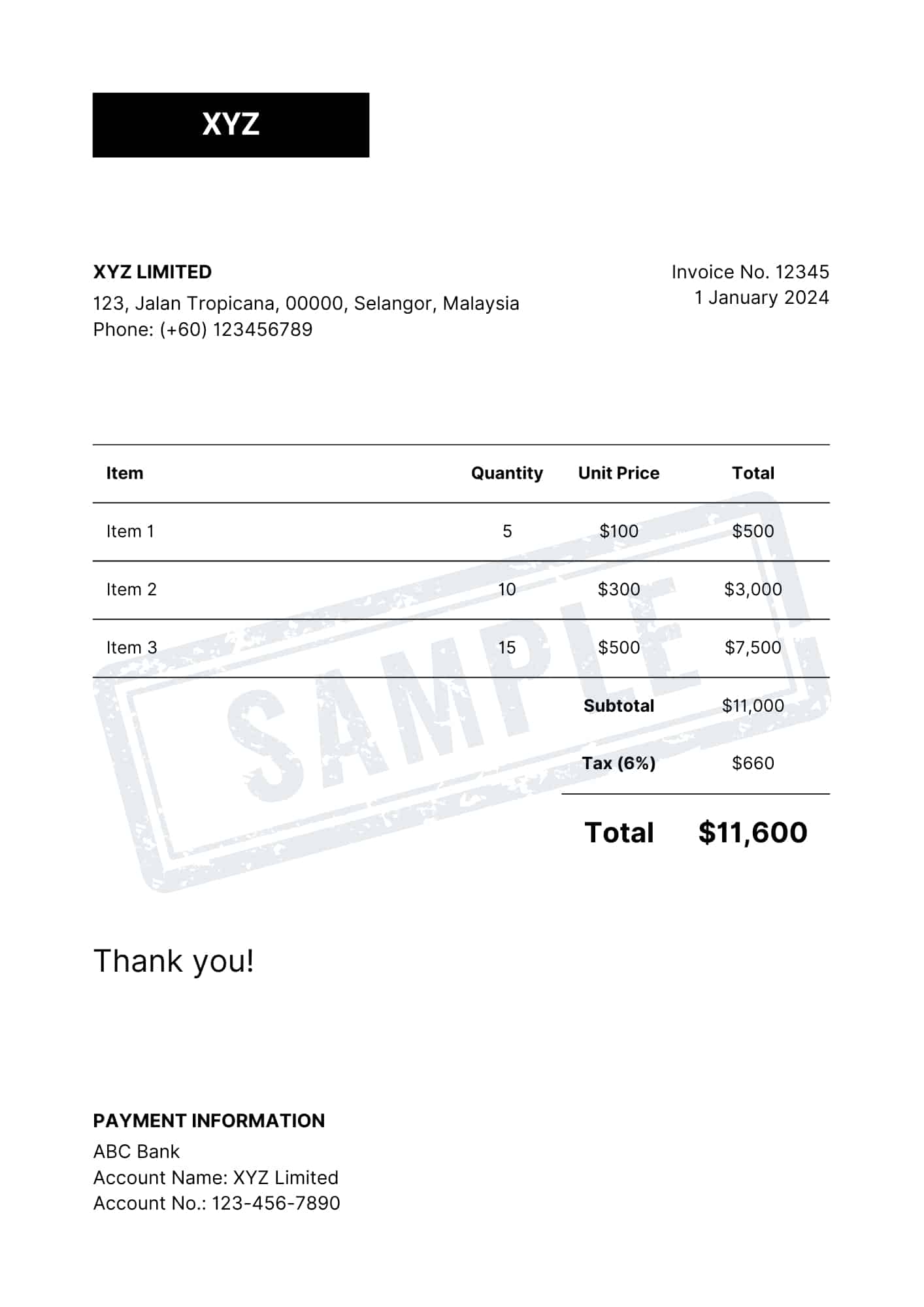 透過範例和發票樣本瞭解商業發票